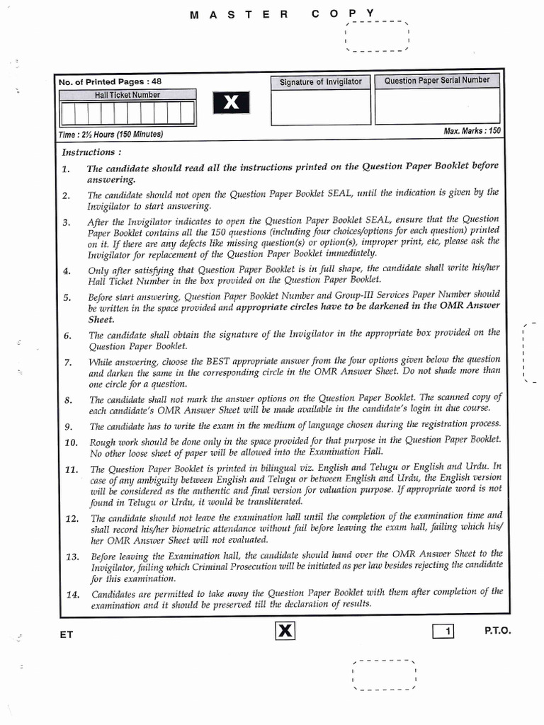 Paper-1 Master Set (X) | PDF