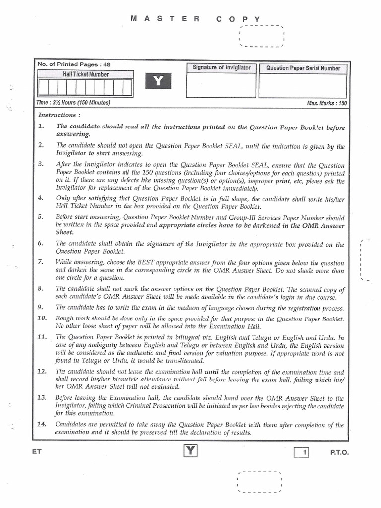 Paper-2 Master Set (Y) | PDF