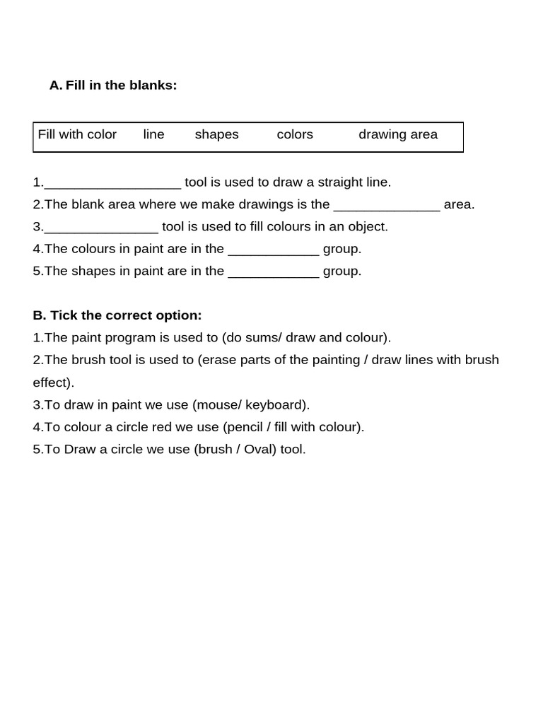 Paint Tools and Functions Quiz | PDF