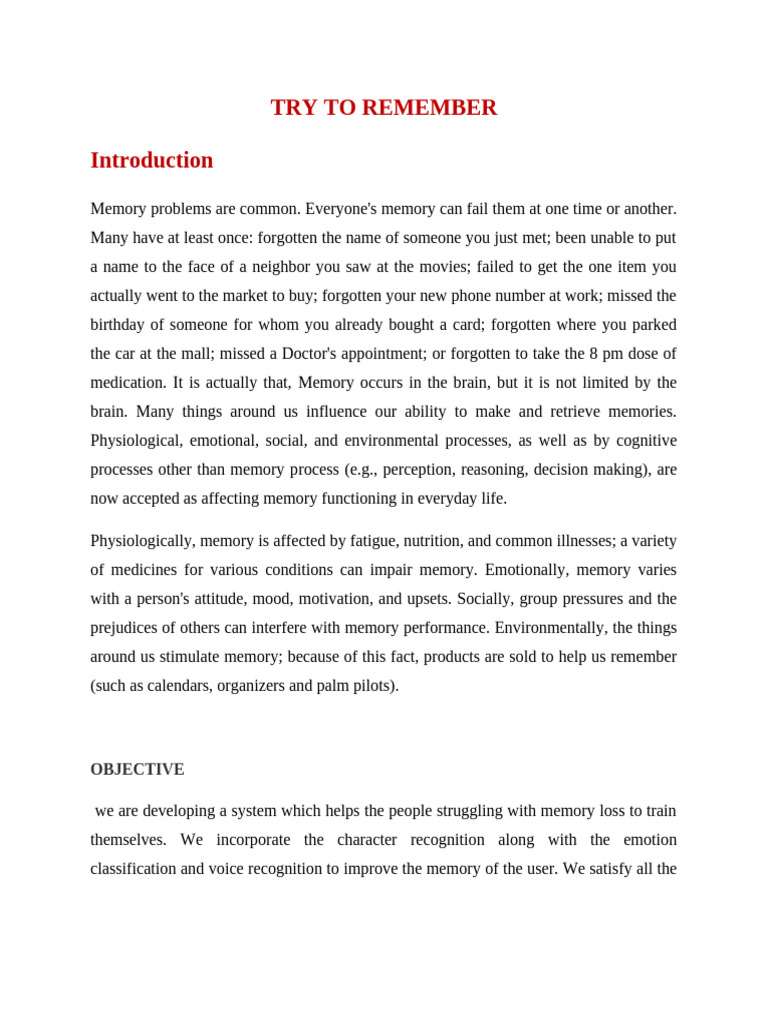 0_try to remember | PDF | Memory | Amnesia