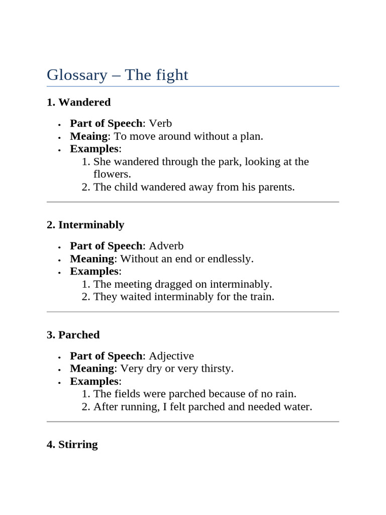 Glossary – the Fight | PDF | Part Of Speech | Syntax