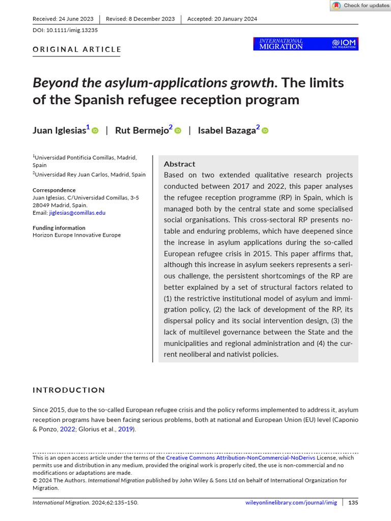 International Migration - 2024 - Iglesias - Beyond The Asylum ...