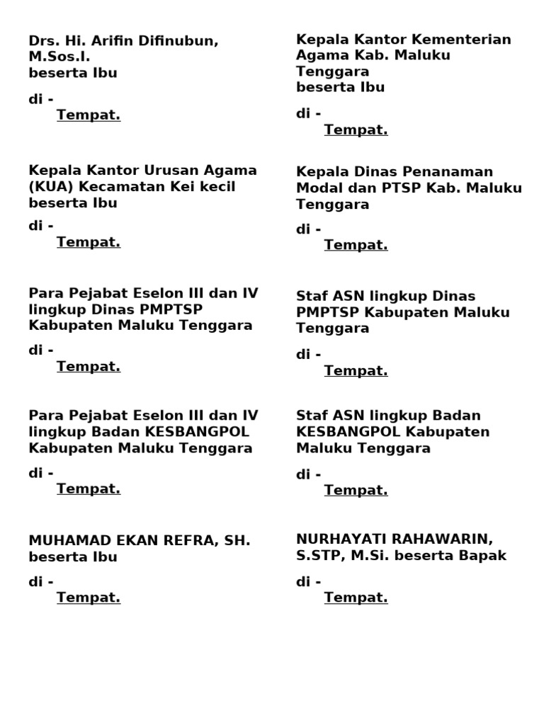 Format Stiker Undangan | PDF