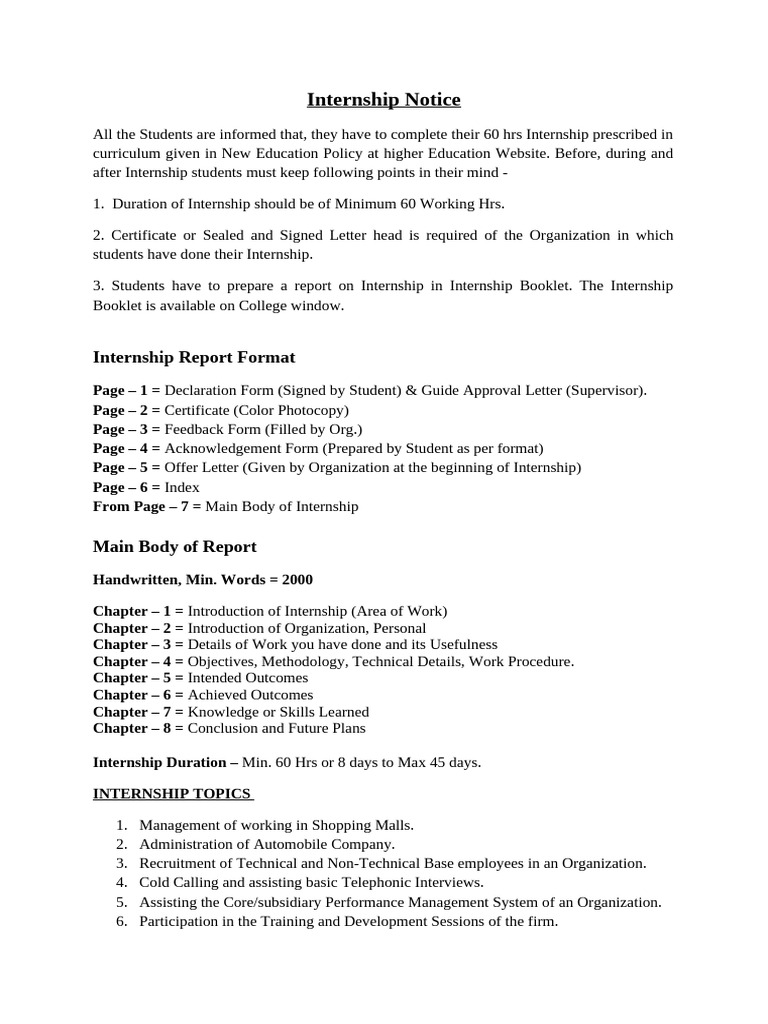 Internship Notice | PDF | Internship | Job Hunting