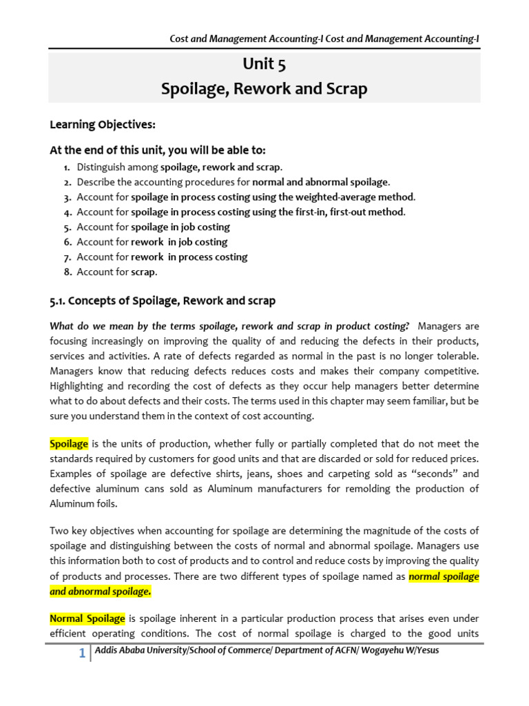 CMA1-C5-NACFN-stu | PDF | Inventory | Scrap