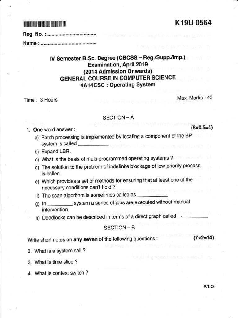 4 a 14 Csc Operating System | PDF | Scheduling (Computing) | Operating ...