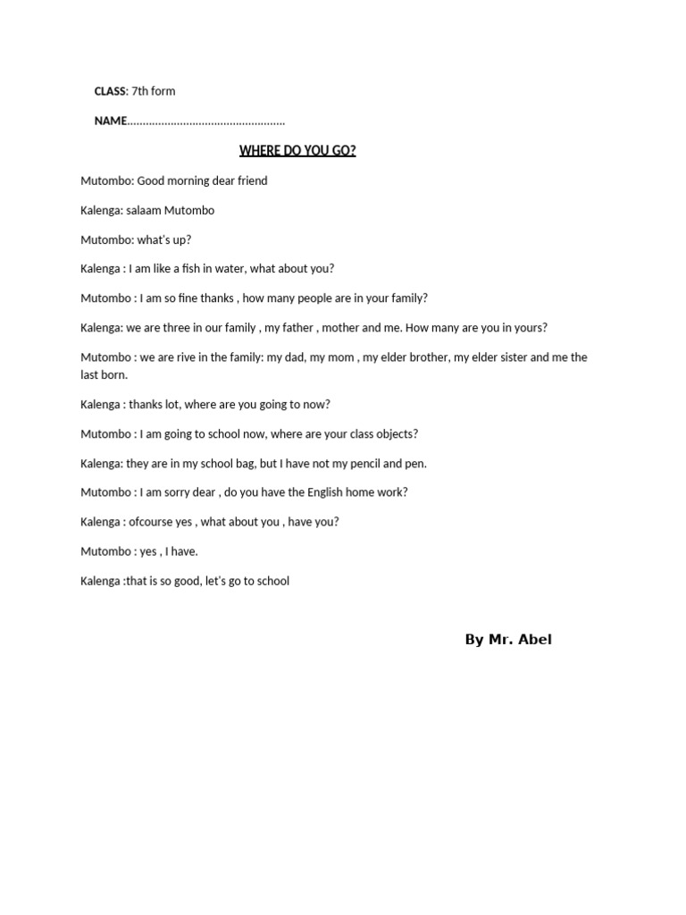 7th Grade Dialogue: School and Family | PDF