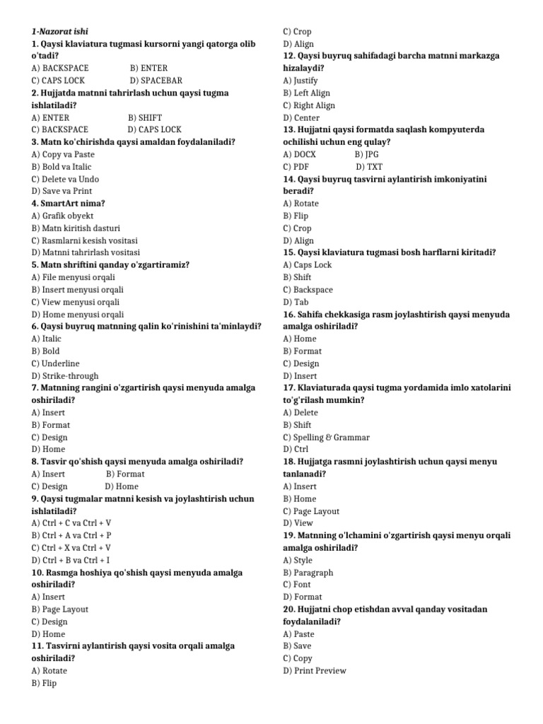 6-sinf informatika test yillik admin | PDF