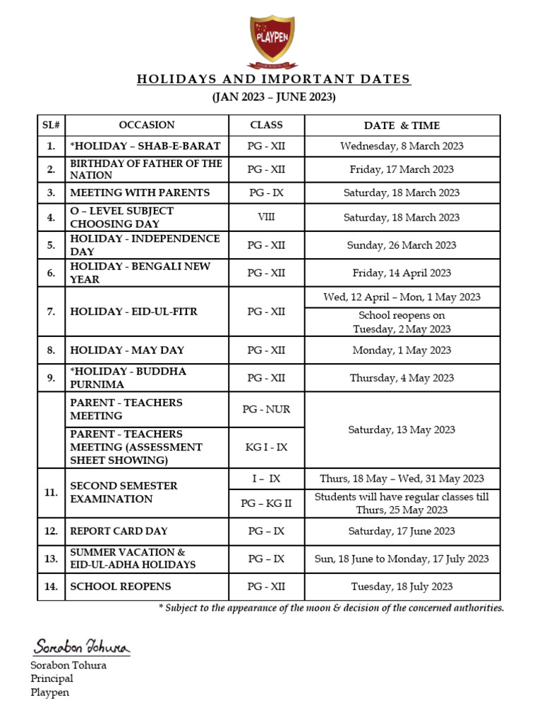 ACADEMIC CALENDAR OF SECOND SEMESTER -2022-23_231 | PDF | Academic Term | Observances