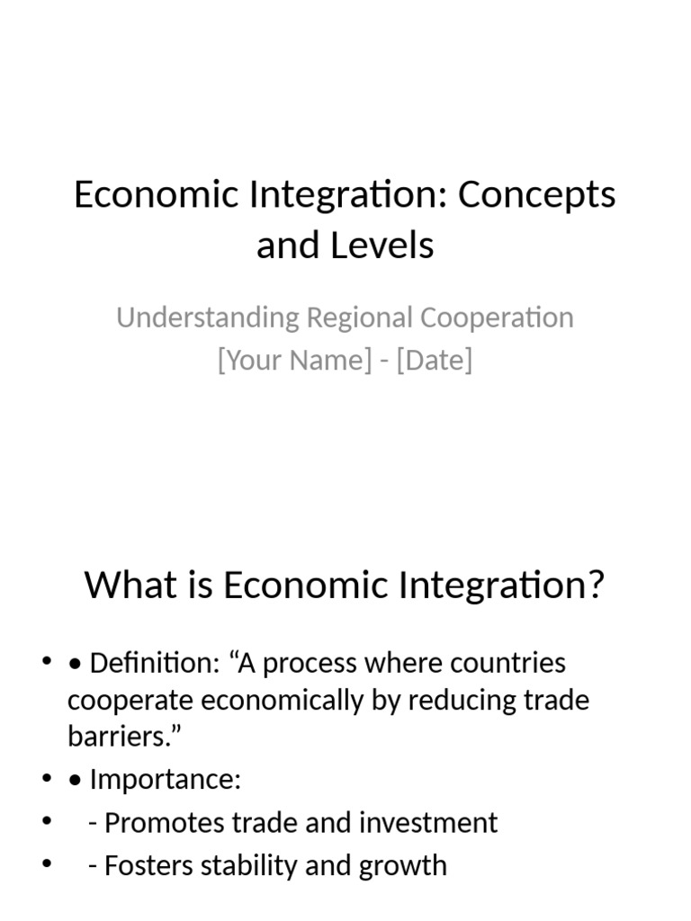 Economic Integration Concepts and Levels | PDF