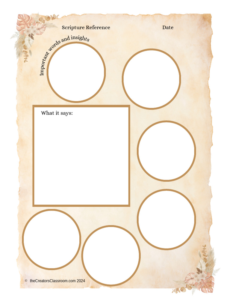 Verse Mapping Worksheet - Tan Parchment | PDF | Bible | Translations