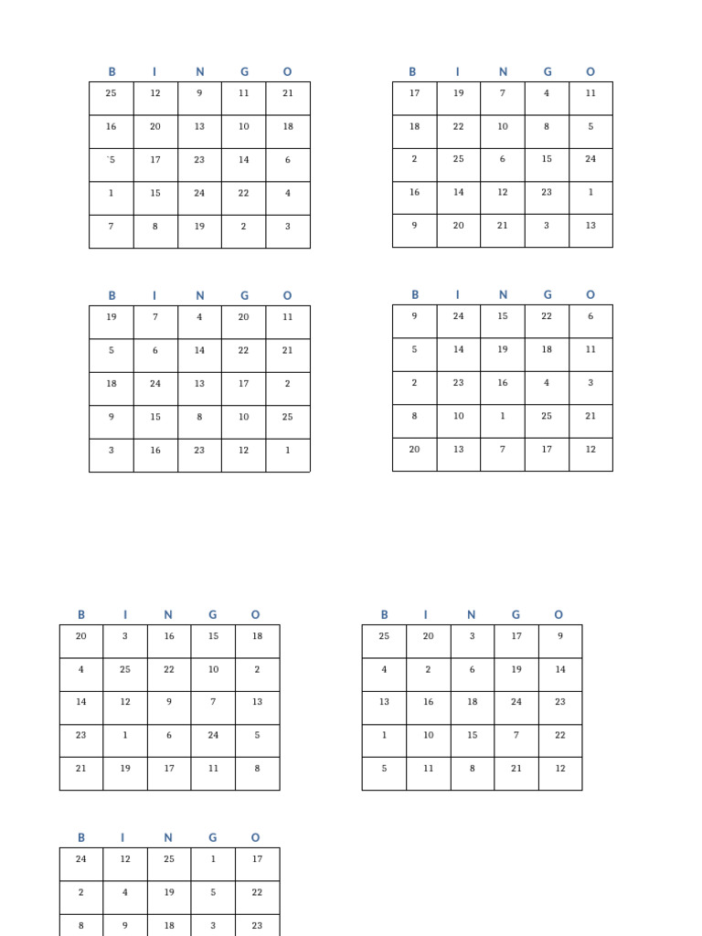 Bingo Tables | PDF
