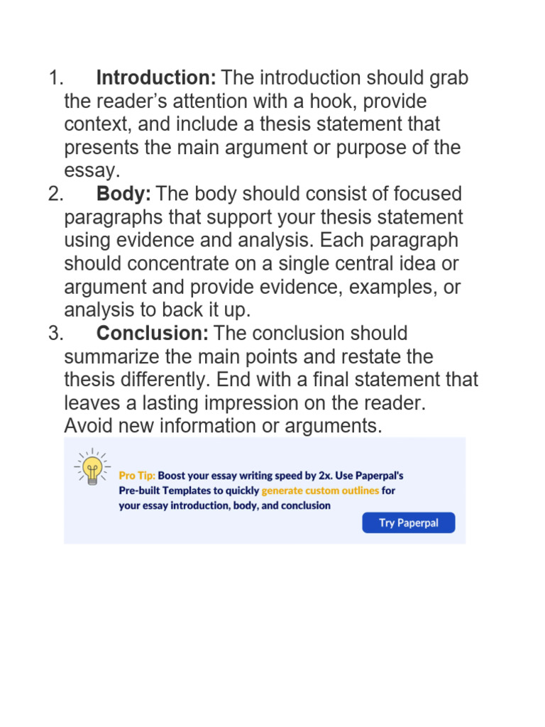 Essay Structure: Intro, Body, Conclusion | PDF