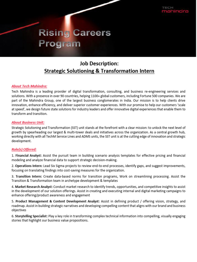 JD - Strategic Solutioning & Transformation | PDF | Communication ...