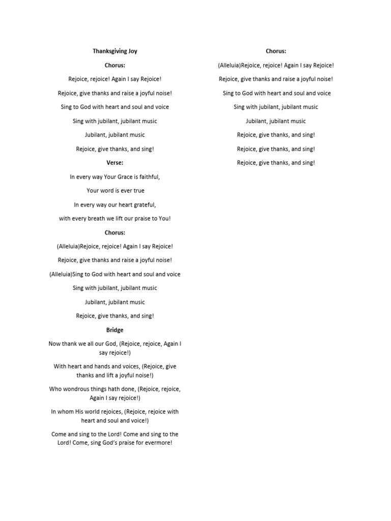 Thanksgiving Joy Lyrics and Music | PDF