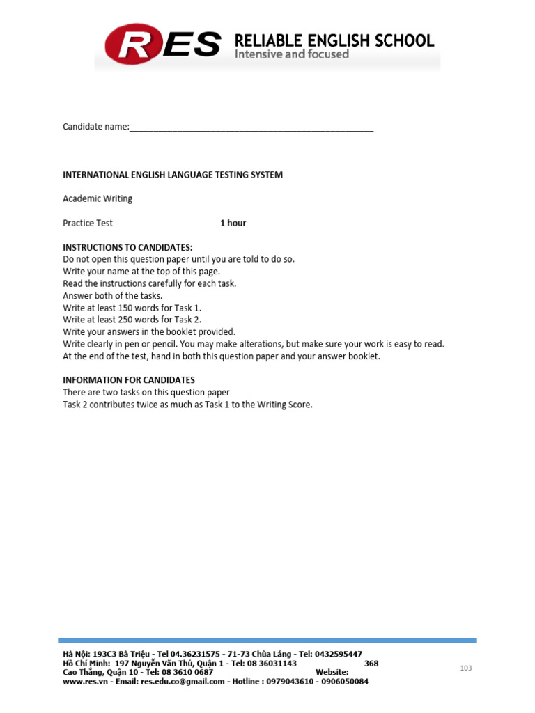 Special for IELTS- Writing test task 1+2 | PDF
