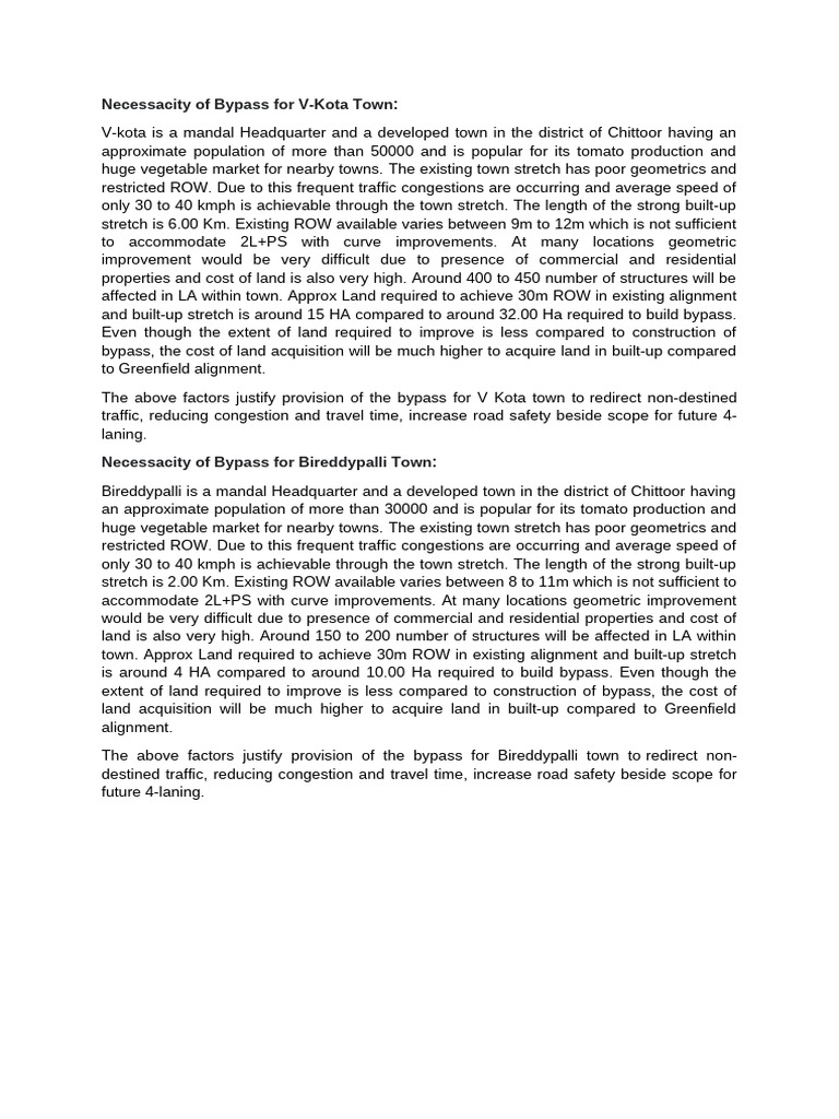 Vkota & Bireddypalli Bypass Report | PDF | Traffic | Road Safety