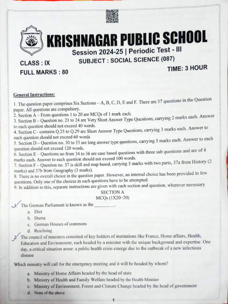 Social Science Question Paper | PDF