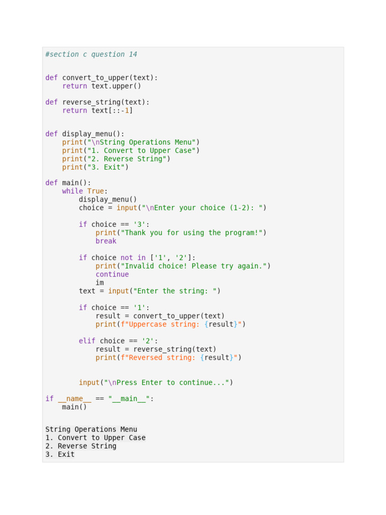 String Operations and List Manipulations | PDF
