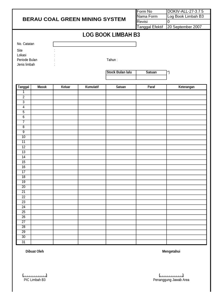 DOKIV-ALL-27-3.7.5 Log Book Limbah B3 | PDF