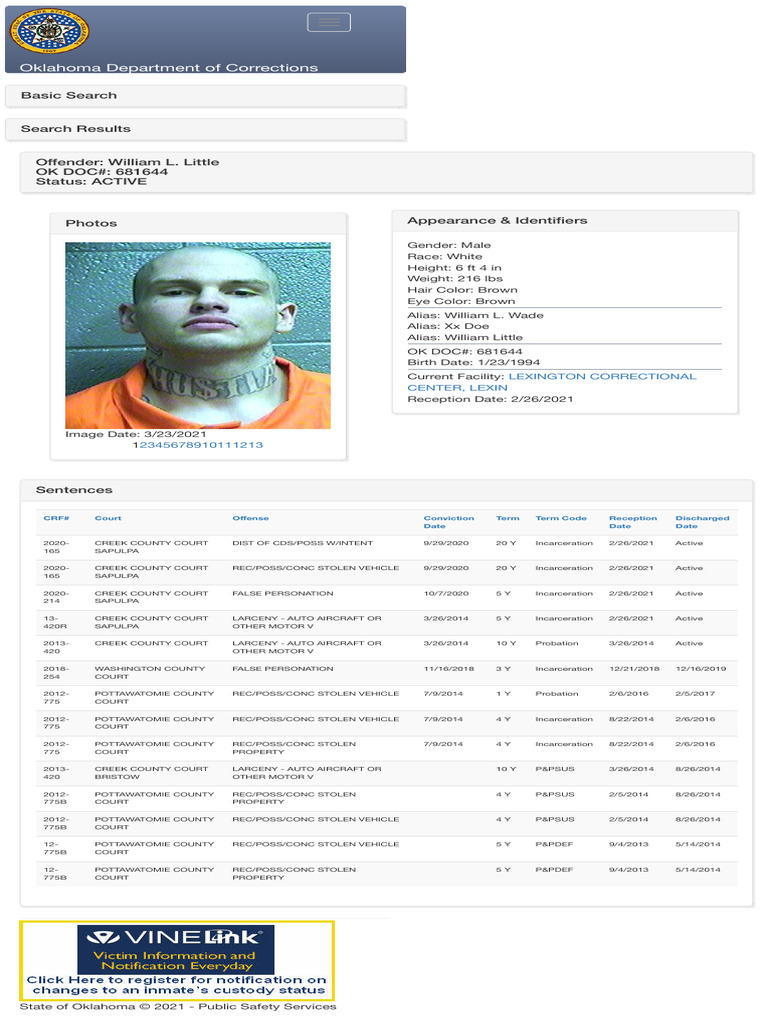 Ok Offender Search | PDF | Crimes | Crime & Violence