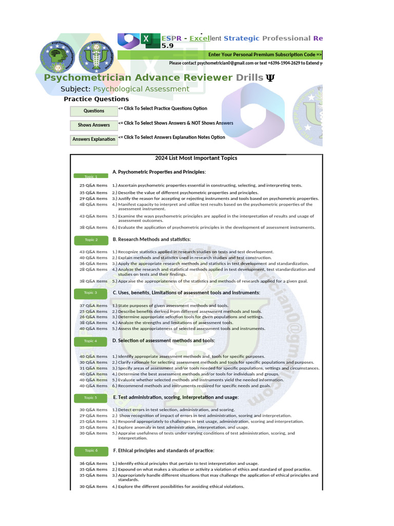 Psychological Assessment Drills | PDF | Psychometrics | Psychological ...