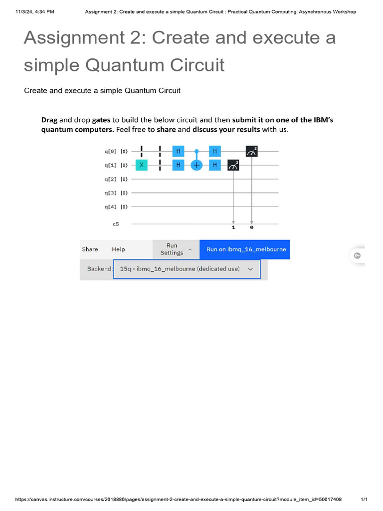 Simple Quantum Circuit Execution Guide | PDF