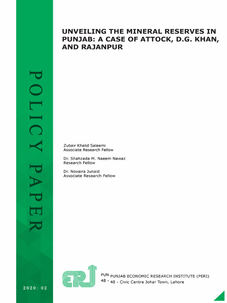 Unveiling the Mineral Reserves in Punjab a Case of Attock, D.G. Khan, And Rajanpur | PDF ...