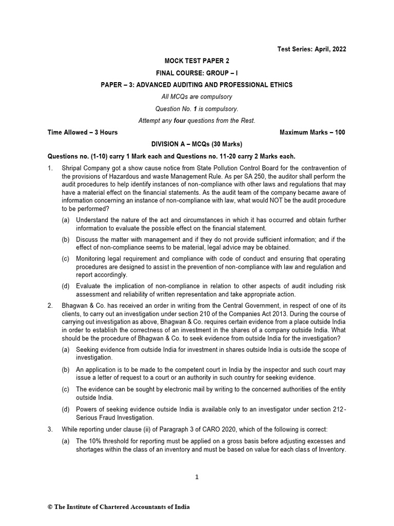 Auditing QP | PDF | Audit | Auditor's Report