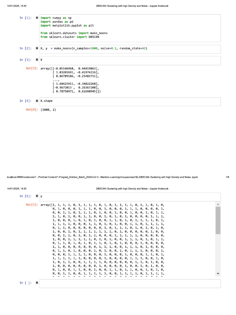 DBSCAN Clustering with high Density and Noise | PDF