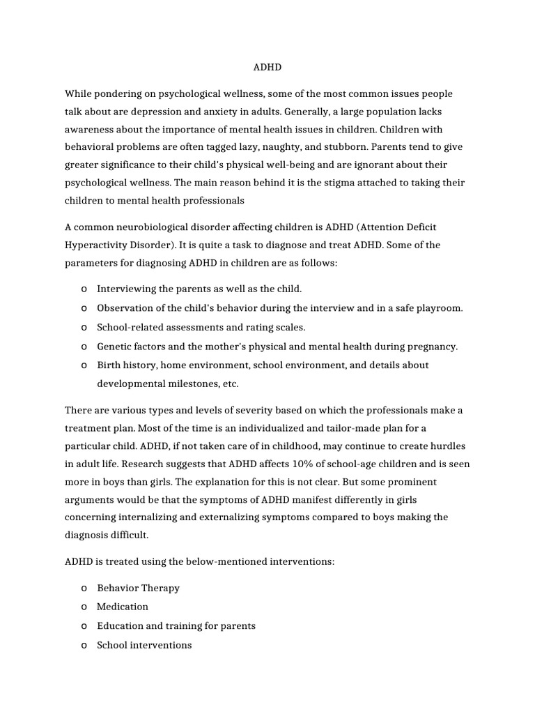Understanding ADHD in Children | PDF