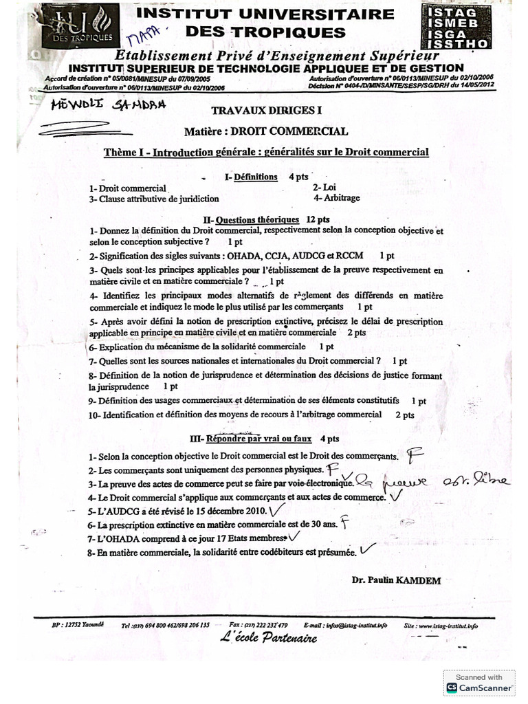 Fiche de TD de Droit GLO2 | PDF