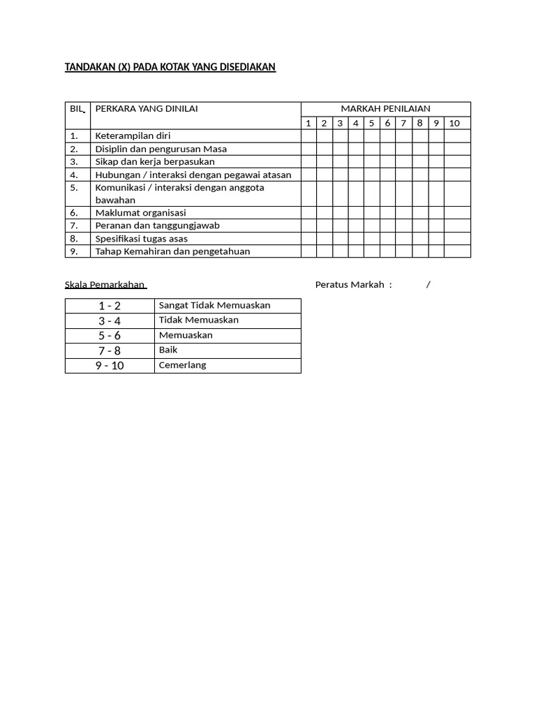 Borang Penilaian Pekerja | PDF