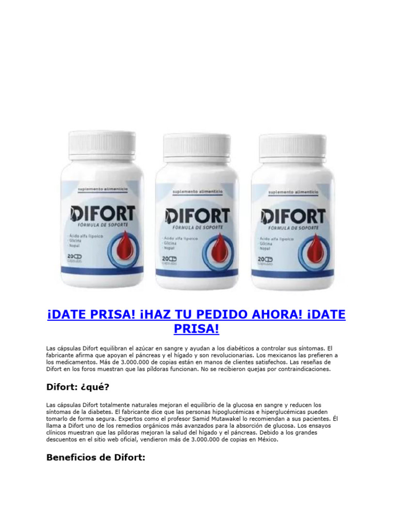 Cápsulas Difort: Control Natural de Diabetes en México | PDF | Diabetes ...