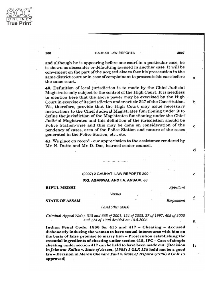 Bipul Medhi Vs State of Assam | PDF