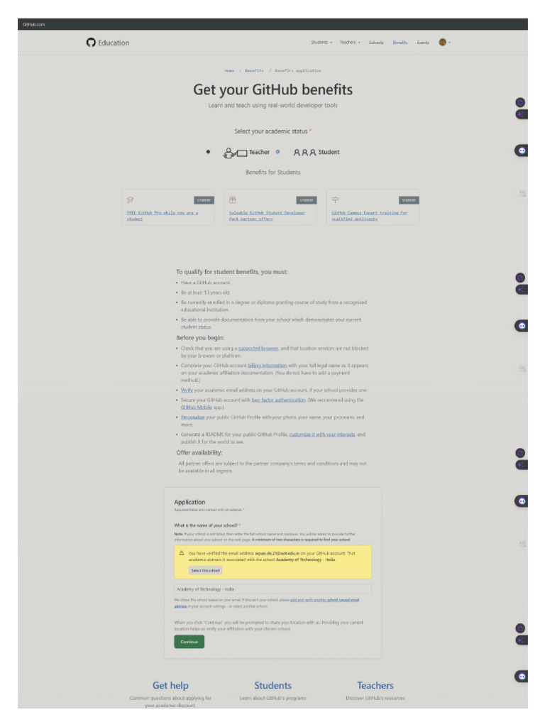 Screencapture Education Github Discount Requests Application 2024 05 07 10 - 53 - 02 | PDF