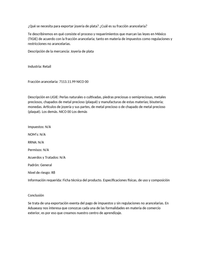 Requisitos para Exportar | PDF