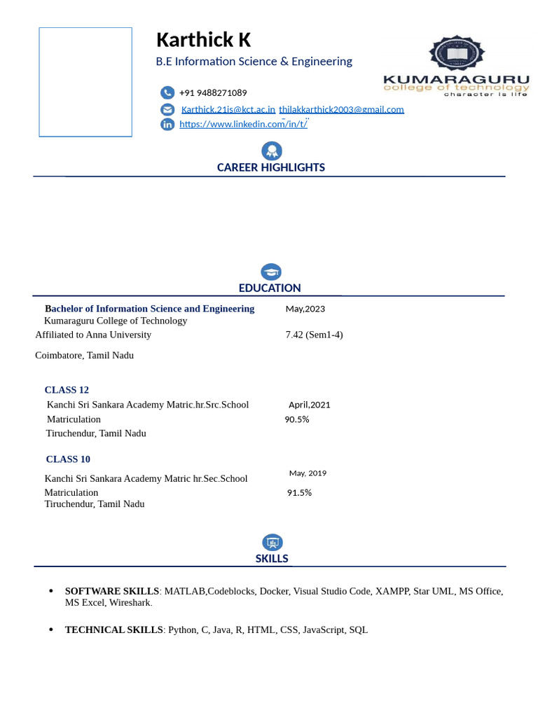 21bis015 - Karthick k | PDF | Computing | Software Engineering