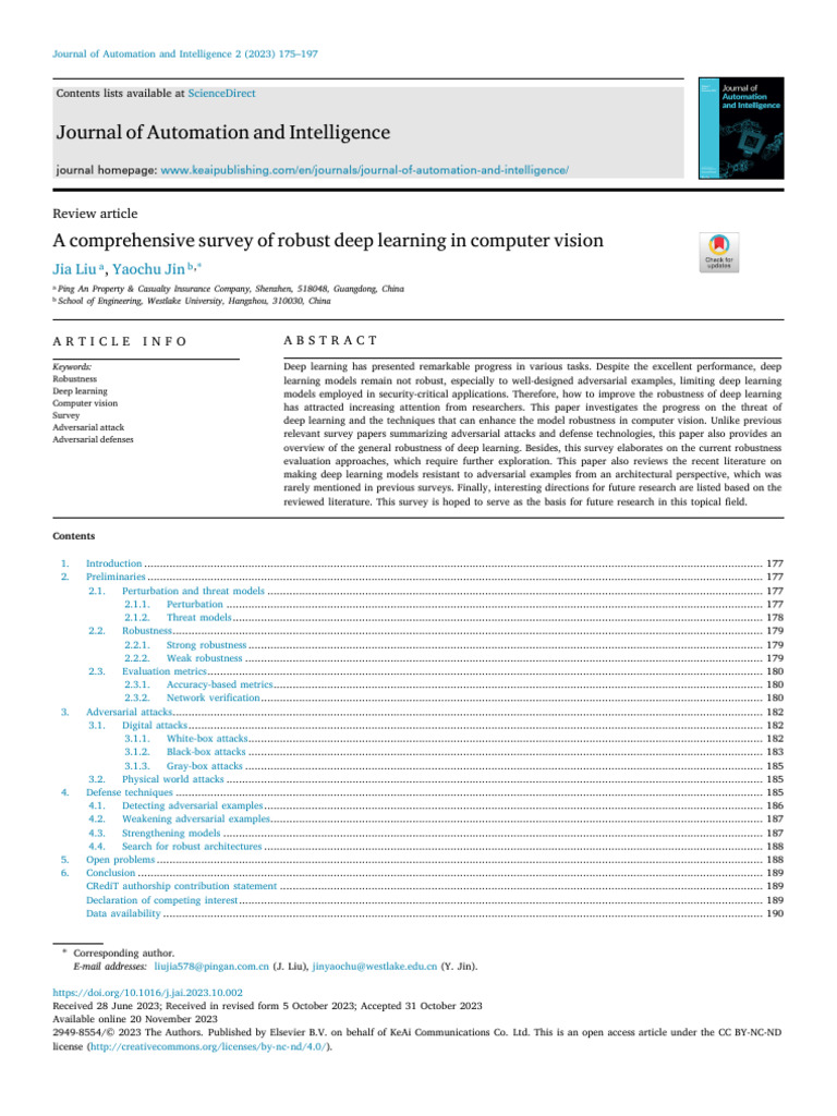 2023_Acomprehensivesurveyofrobustdeeplearningincomputervision | PDF | Deep Learning | Computing
