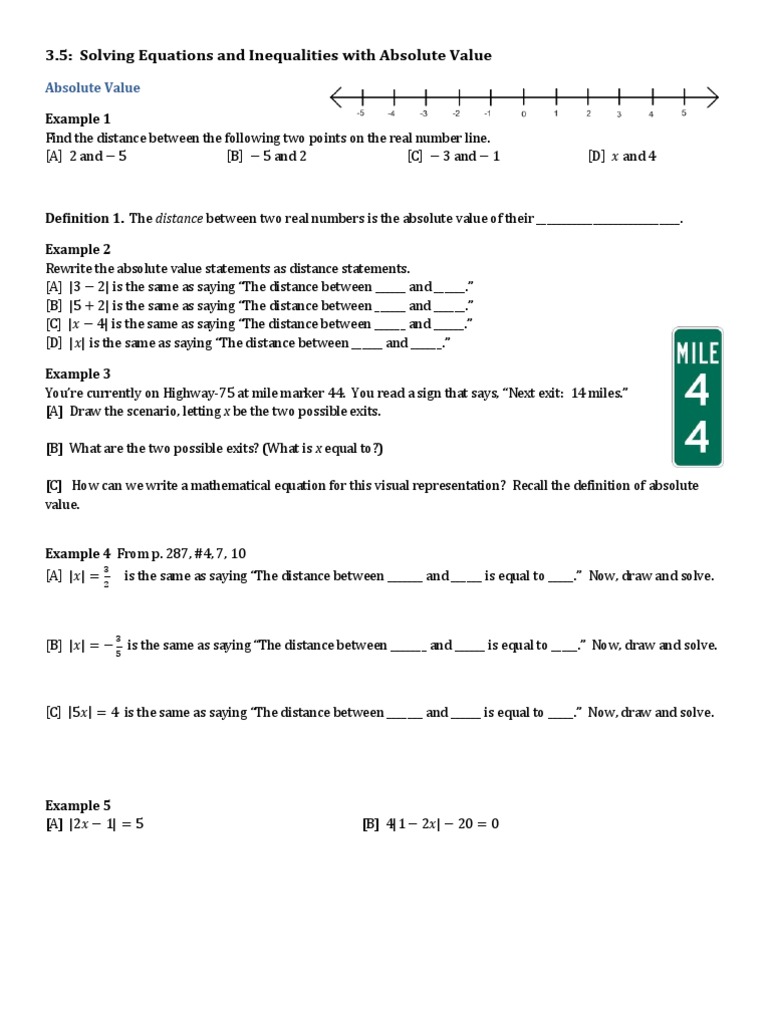 Absolute Value Equations & Inequalities Guide | PDF