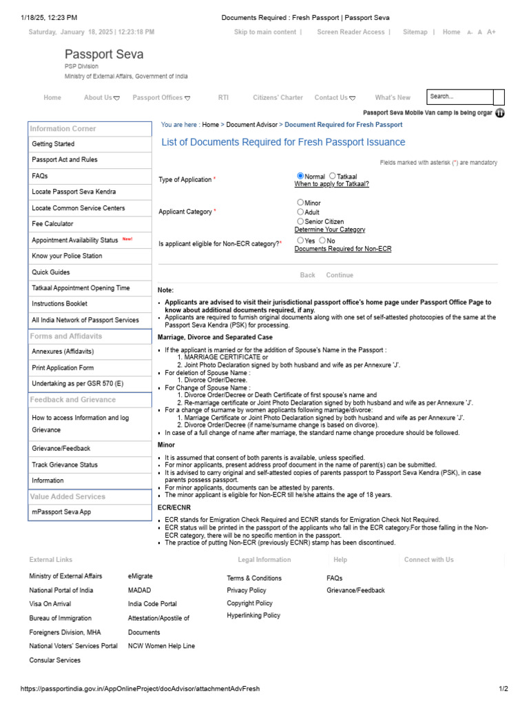 Documents Required - Fresh Passport - Passport Seva | PDF | Passport ...
