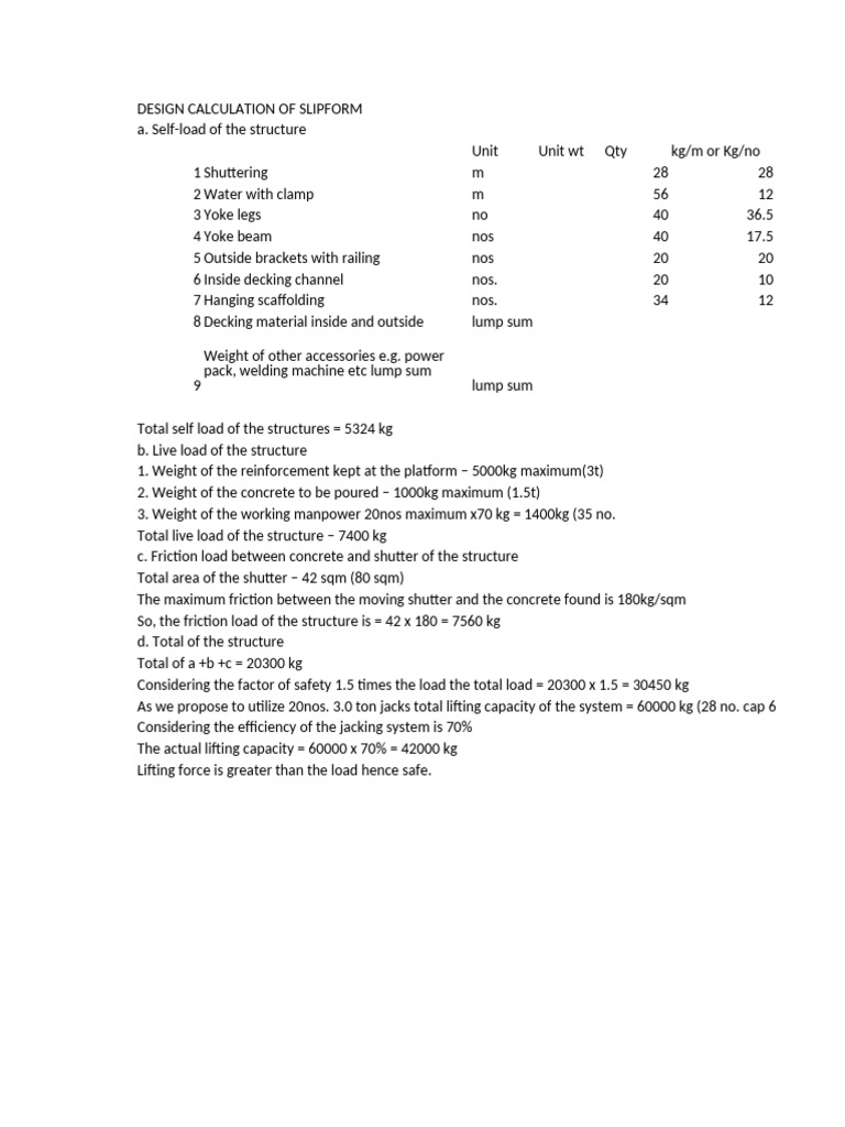 Slipform Load Calculation Guide | PDF