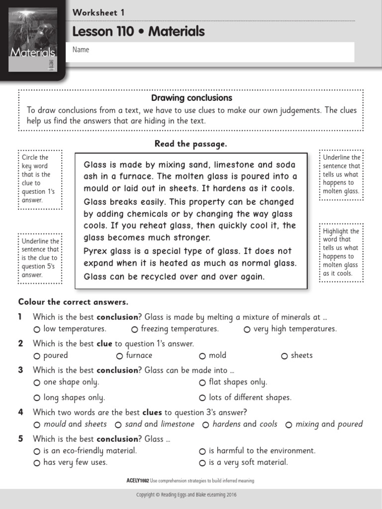 Year 4 Reading Comprehension Express 09 | PDF | Glasses | Steel