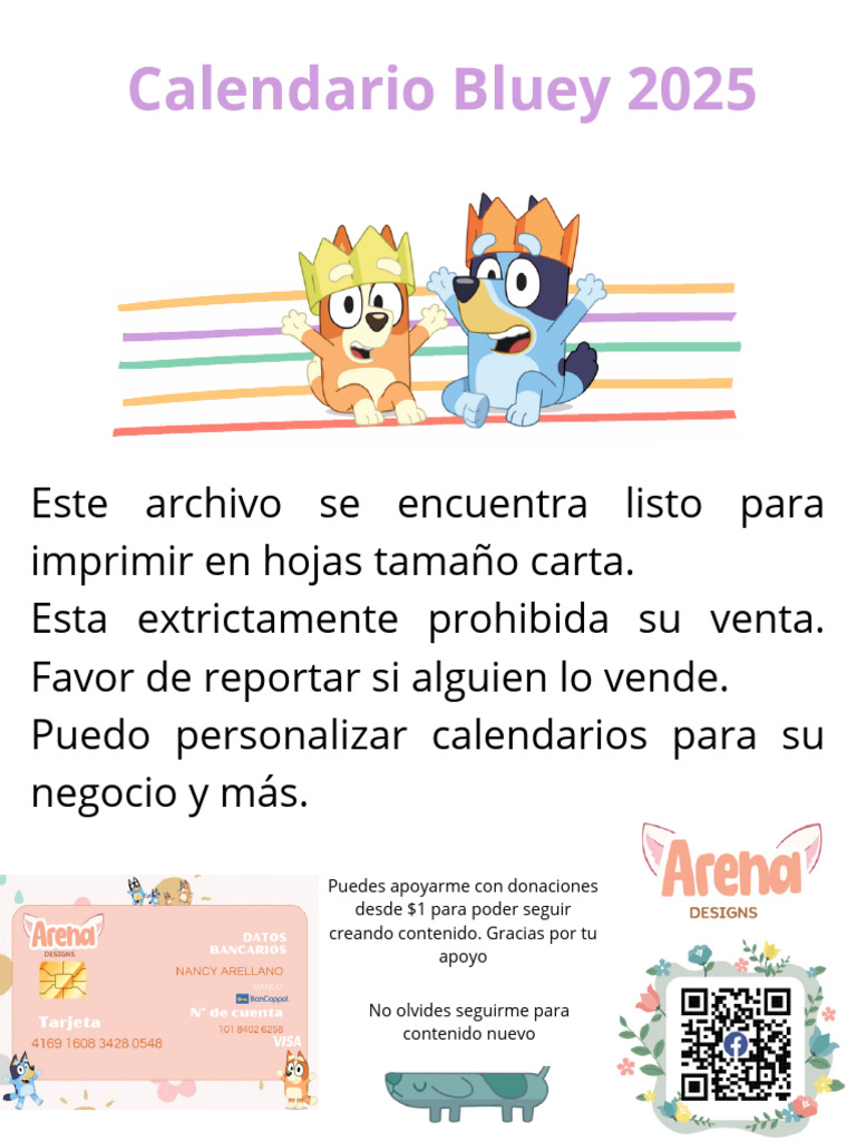 Calendario Bluey 10.8 X 15.3 CM | PDF