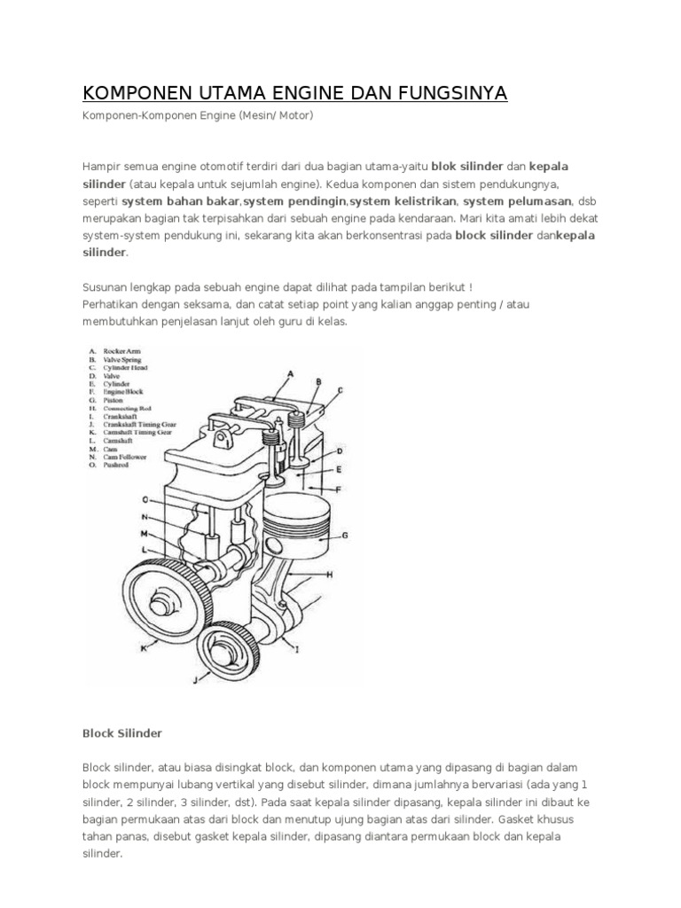 Komponen Utama Engine Dan Fungsinya | PDF