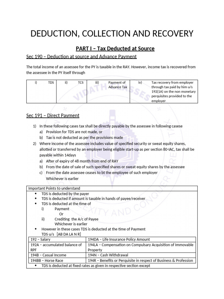 TDS and Tax Recovery Guidelines | PDF | Payments | Employee Benefits