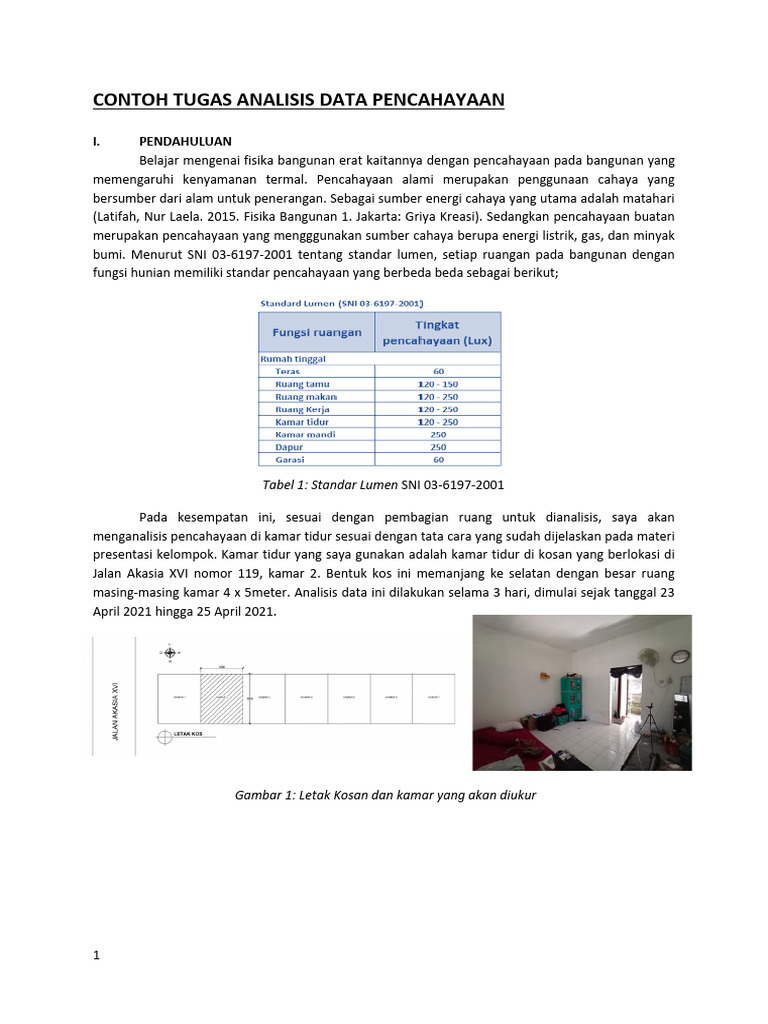 Contoh Tugas Analisis Pencahayaan | PDF