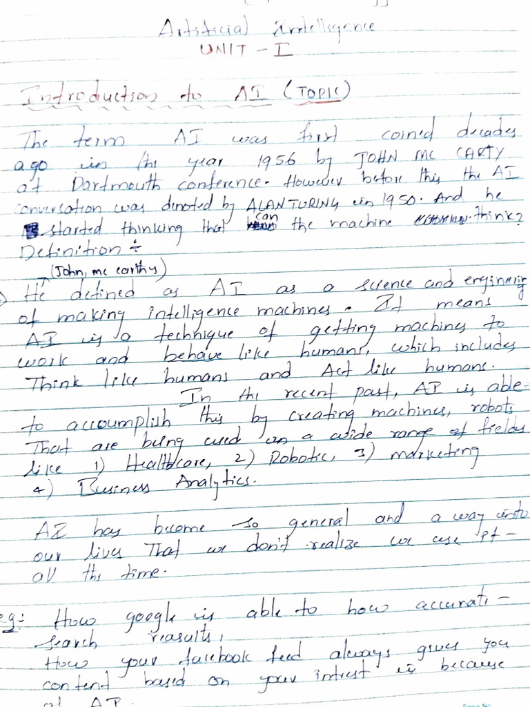 Artificial Intelligence Unit I | PDF