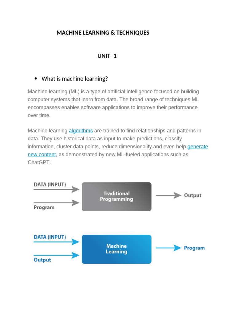 MLT Unit-1 notes | PDF | Machine Learning | Cluster Analysis