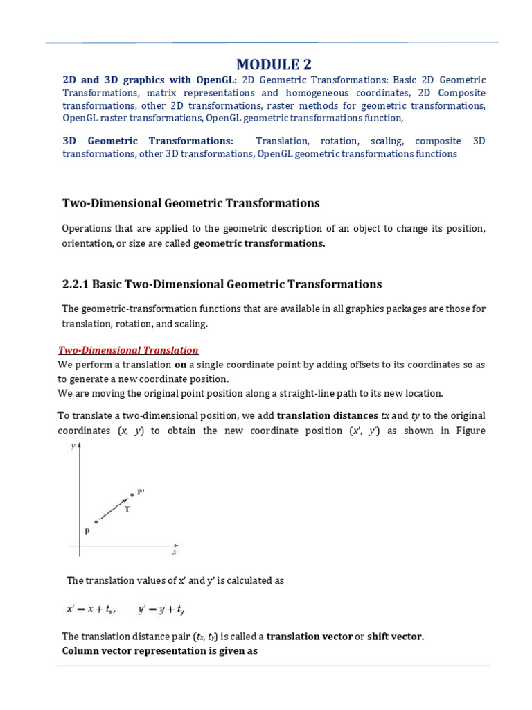 2d Transformation - Module 2 | PDF | 2 D Computer Graphics | Euclidean Geometry